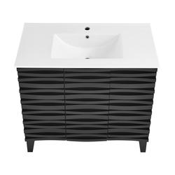 Swiss Madison Cascade 36"W x 18"D Black Vanity and Glossy White Vanity ...