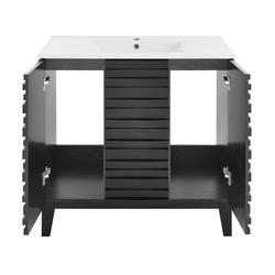 Swiss Madison Cascade 36"W x 18"D Black Vanity and Glossy White Vanity ...