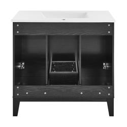 Swiss Madison Cascade 36"W x 18"D Black Vanity and Glossy White Vanity ...