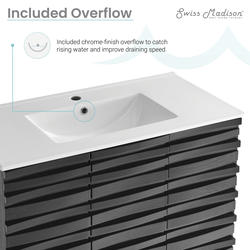 Swiss Madison Cascade 36"W x 18"D Black Vanity and Glossy White Vanity ...