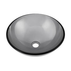 Swiss Madison Cascade 17"W Black Round Glass Vessel Sink with Faucet at ...
