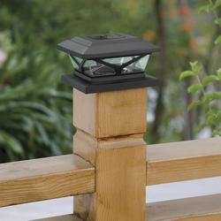 Home Zone Security Black Solar Integrated LED Post Cap Landscape Light ...