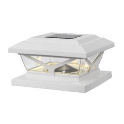 Home Zone Security White Solar Integrated LED Post Cap Landscape Light ...