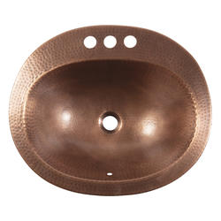 Sinkology Seville 20"W x 17"D Antique Copper Oval Drop-In Bathroom Sink ...