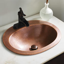 Sinkology Seville 20"W x 17"D Antique Copper Oval Drop-In Bathroom Sink ...