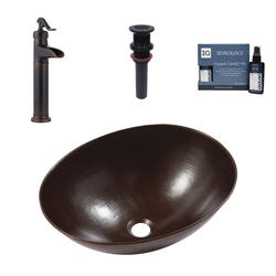 Sinkology Maxwell 18"W x 13-3/4"D Aged Copper Oval Vessel Sink with ...