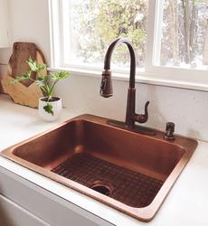 Sinkology Angelico Drop-In 25" Antique Copper 4-Hole Single Bowl ...