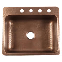 Sinkology Angelico Drop-In 25" Antique Copper 4-Hole Single Bowl ...