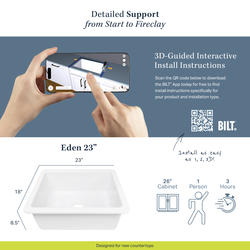Sinkology Eden Undermount 23" Crisp White Fireclay Single Bowl Kitchen ...