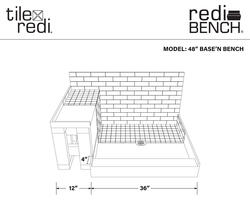 Tile Redi® Base®'N Bench® 48"W x 36"D Single Curb Shower Pan with ...