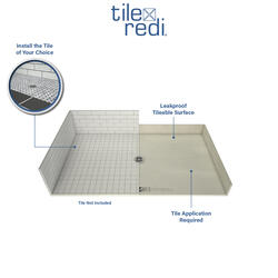 Tile Redi® Redi Free® 60"W x 30"D Barrier-Free Shower Pan with Right ...