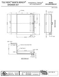 Tile Redi® Base®'N Bench® WonderFall Trench™ 48"W x 42"D Shower Pan ...