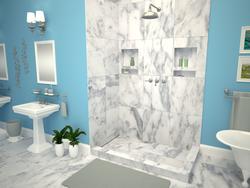 Tile Redi® WonderFall Trench™ 48"W x 32"D Right Double Curb Shower Pan ...