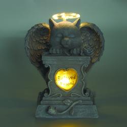 Enchanted Garden® 9-15/16" Solar Resin Angel Cat Memorial Stone Garden ...