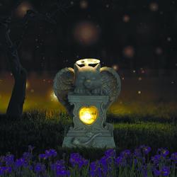 Enchanted Garden® 9-15/16" Solar Resin Angel Cat Memorial Stone Garden ...