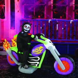 Pumpkin Hollow™ 7'2" Skeleton on Motorcycle Halloween Inflatable at ...
