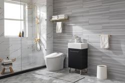 Tuscany® Florence 18"W x 14"D Black Vanity and White Ceramic Vanity Top ...