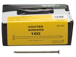 Grip Fast® 3-1/4" 16D Vinyl-Coated Smooth Shank Sinker Nail - 1 lb. Box ...