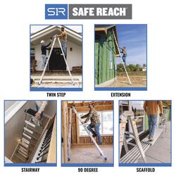 Safe Reach® 23ft Aluminum Multi-Position Ladder with Project Top - 300 ...
