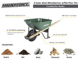 Masterforce® Steel Wheelbarrow with Hardwood Handle - 6 cu. ft. at Menards®