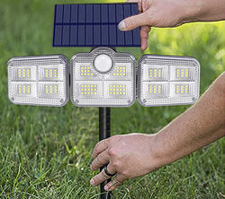 Luma Brite Black Tri-Head Motion Sensing Solar LED Security Light at ...