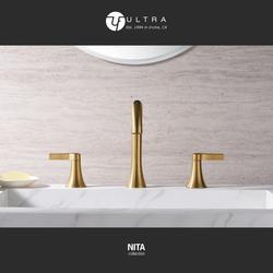 Ultra Faucets Nita Two-Handle Widespread Brushed Gold Bathroom Sink ...