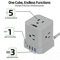 Uncaged Ergonomics® Cube Power Strip - Gray at Menards®