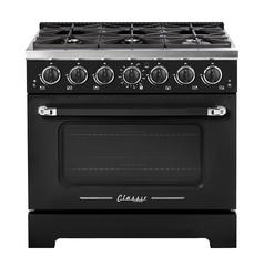 Unique® 36" 5.2 cu.ft Midnight Black Retro Gas Range at Menards®