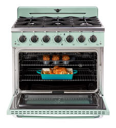 Unique® 36" 5.2 cu.ft Summer Mint Green Retro Gas Range at Menards®