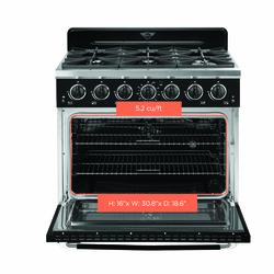 Unique® 36" 5.2 cu.ft Midnight Black Retro Gas Range at Menards®