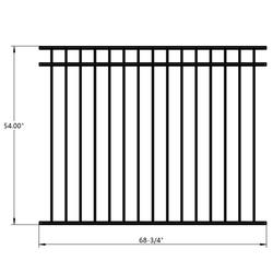 Yardworks Asbury 4' 6" x 6' Black 3-Rail Aluminum Fence Panel at Menards®