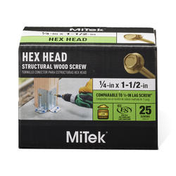 MiTek® 1/4" x 1-1/2" Hex Drive Gold Coat Hex Head Joist Hanger Screw ...