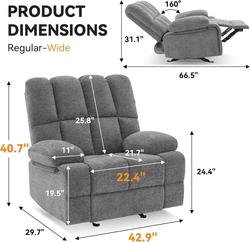 Oversized Light Gray Manual Rocker Recliner at Menards®