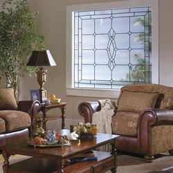 Hy-Lite® 48"W x 48"H White Frame Picture Window - Satin Nickel Leaded ...