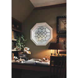 Hy-Lite® 23"W x 23"H White Frame Non-Venting Vinyl Octagon Window ...