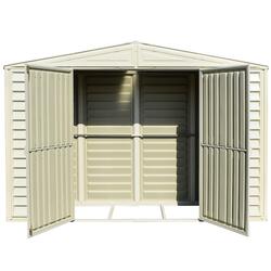 DuraMax® WoodBridge® 10 x 3' SidePro Vinyl Storage Shed with Foundation ...