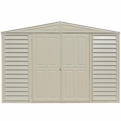 DuraMax® WoodBridge® 10 x 3' SidePro Vinyl Storage Shed with Foundation ...