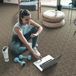 U-Carpet™ Classic Path Rhythm Brown Indoor/Outdoor Carpet 12 ft. Wide ...