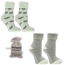 Aromasoles Ladies' Lavender & Shea Butter Infused Crew Gray/Green Socks ...