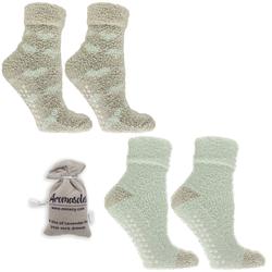 Aromasoles Ladies' Lavender & Shea Butter Infused Crew Green/Tan Socks ...