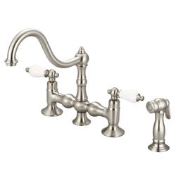 Water Creation Bridge Style Two-Handle Brushed Nickel Kitchen Faucet at ...