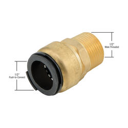 Watts® AquaLock™ 1/2" Push to Connect x MIP Lead-Free Brass Connector ...