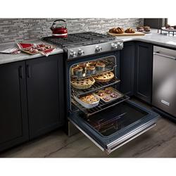 KitchenAid® 30" 6.5 cu.ft. Stainless Steel Slide-In Gas Range with ...