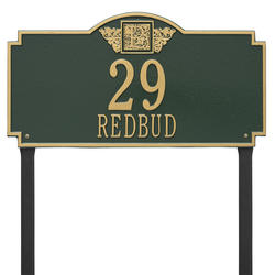 Whitehall™ Monogram Estate Green/Gold Personalized 2-Line Address Sign ...