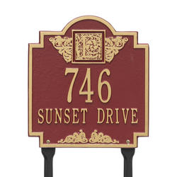 Whitehall™ Monogram Standard Red/Gold Personalized 2-Line Address Sign ...