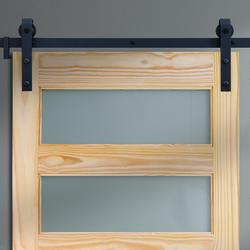 Forge® Marion 80" Iron Black 1-Piece Rail Sliding Barn Door Hardware ...