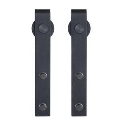 Forge® 60" Mini Strap Iron Black 1-Piece Rail Sliding Barn Door ...