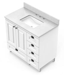 Winette® 37"W x 22"D Speckled White Engineered Stone Vanity Top with ...