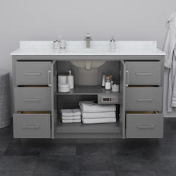 Wyndham Collection® Icon 59-1/4"W x 21-3/4"D Dark Gray Bathroom Vanity ...