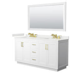 Wyndham Collection® Miranda 66"W x 22"D White Vanity and White Quartz ...